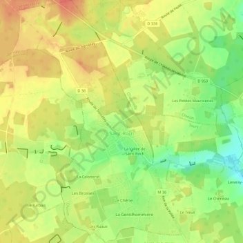 Saint-Roch topographic map, elevation, terrain