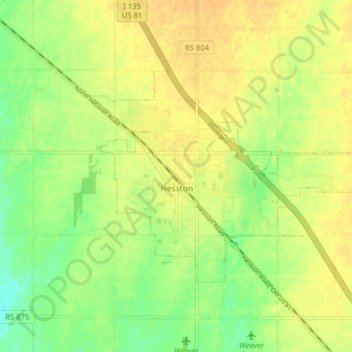Hesston topographic map, elevation, terrain