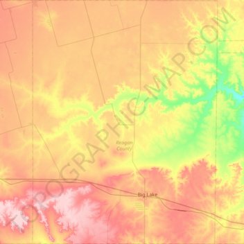 Reagan County topographic map, elevation, terrain