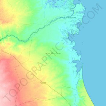 Nova Mambone topographic map, elevation, terrain