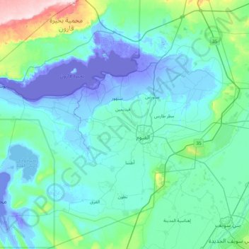 Faiyum Oasis topographic map, elevation, terrain
