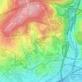 Tapada da Ajuda topographic map, elevation, terrain