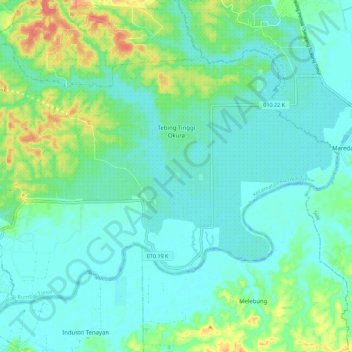 Tebing Tinggi Okura Subdistrict topographic map, elevation, terrain