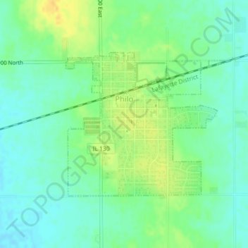 Philo topographic map, elevation, terrain
