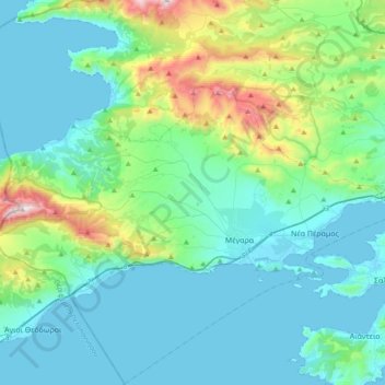 Municipal Unit of Megara topographic map, elevation, terrain