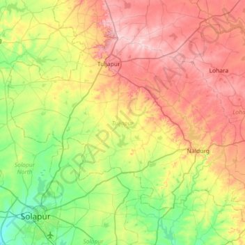 Tuljapur topographic map, elevation, terrain
