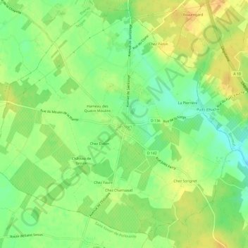 Tesson topographic map, elevation, terrain