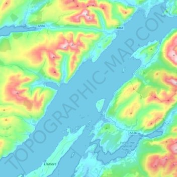 Loch Linnhe topographic map, elevation, terrain