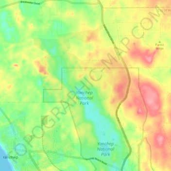 Yanchep National Park topographic map, elevation, terrain