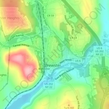 Village of Brewster topographic map, elevation, terrain