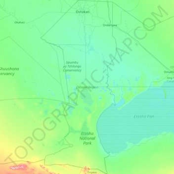 Oshana topographic map, elevation, terrain