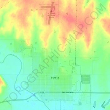 Eureka topographic map, elevation, terrain
