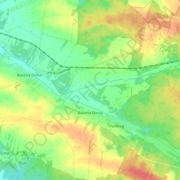 Basznia Górna topographic map, elevation, terrain