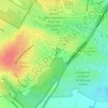 Circle C Ranch Metropolitan Park on Slaughter Creek topographic map ...