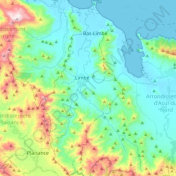 Arrondissement Limbé topographic map, elevation, terrain