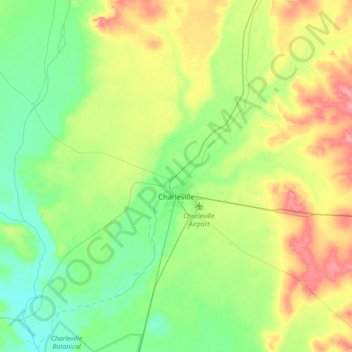 Charleville topographic map, elevation, terrain