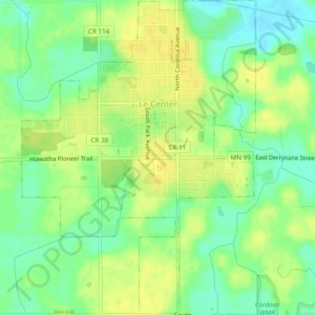 Le Center topographic map, elevation, terrain