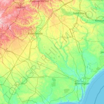 Cape Fear River topographic map, elevation, terrain