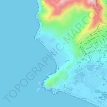 Playa La Chira topographic map, elevation, terrain