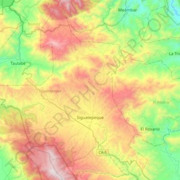 Siguatepeque topographic map, elevation, terrain