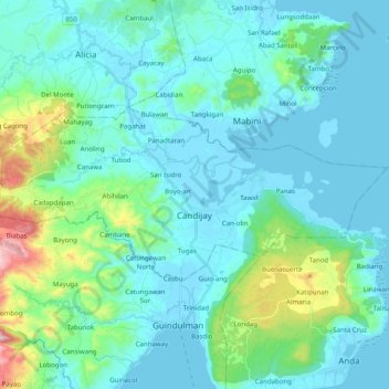 Candijay topographic map, elevation, terrain