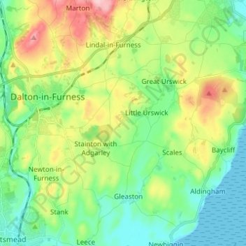 Urswick topographic map, elevation, terrain