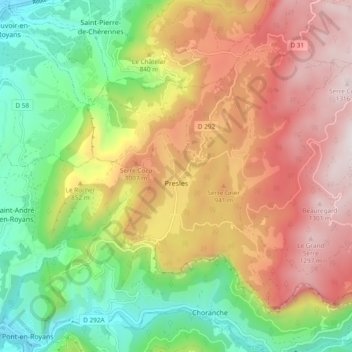 Presles topographic map, elevation, terrain