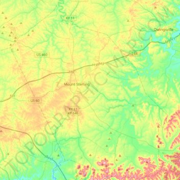 Montgomery County topographic map, elevation, terrain