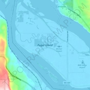Puget Island topographic map, elevation, terrain