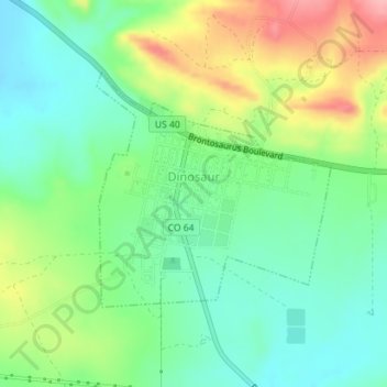 Dinosaur topographic map, elevation, terrain