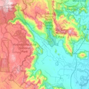 Tully River topographic map, elevation, terrain