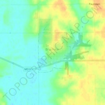 Brashear topographic map, elevation, terrain