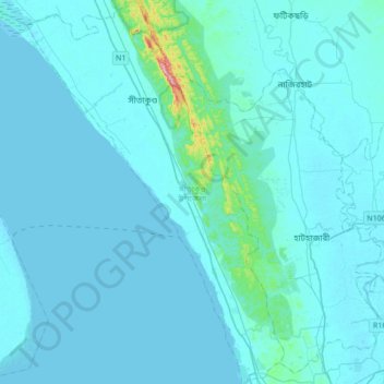 Sitakunda Upazila topographic map, elevation, terrain