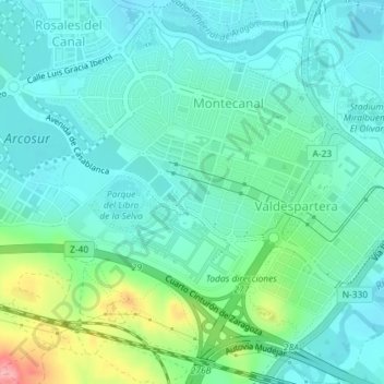 Parque de Robin de los Bosques topographic map, elevation, terrain