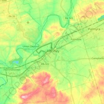 Derry Township topographic map, elevation, terrain