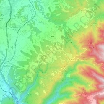 Seva topographic map, elevation, terrain