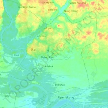 Eket topographic map, elevation, terrain