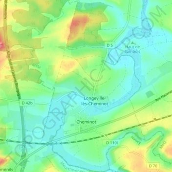Cheminot topographic map, elevation, terrain