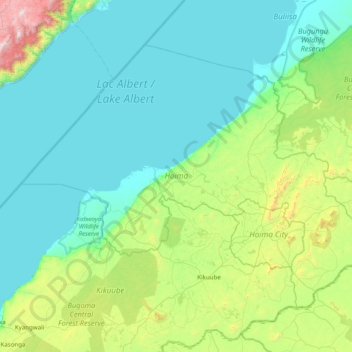 Hoima topographic map, elevation, terrain