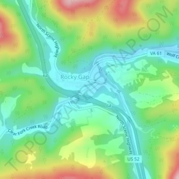 Rocky Gap topographic map, elevation, terrain