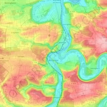 Besigheim topographic map, elevation, terrain