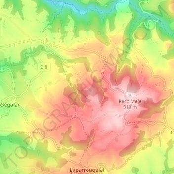 Laparrouquial topographic map, elevation, terrain