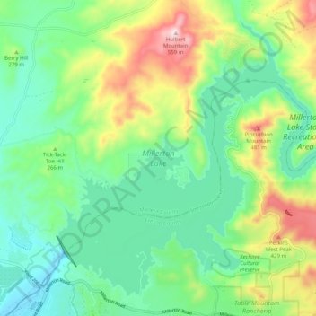 Millerton Lake topographic map, elevation, terrain