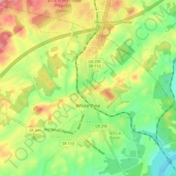 White Pine topographic map, elevation, terrain