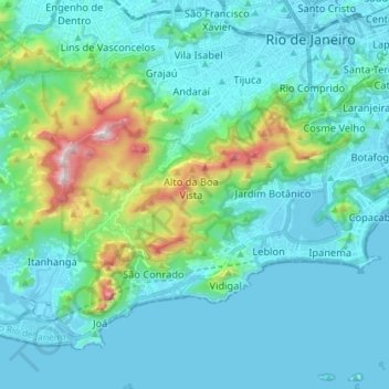 Floresta da Tijuca topographic map, elevation, terrain