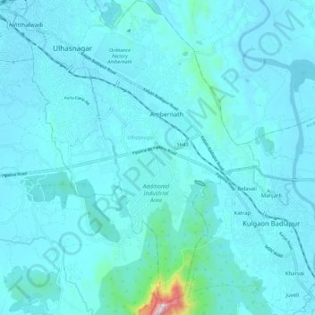 Ambernath topographic map, elevation, terrain