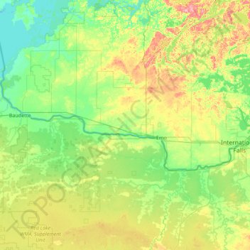Rainy River topographic map, elevation, terrain