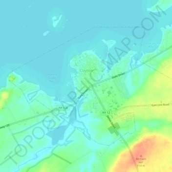 Village of Clayton topographic map, elevation, terrain
