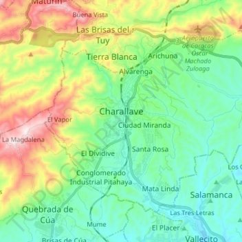 Parroquia Charallave topographic map, elevation, terrain