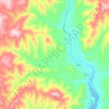 Keller topographic map, elevation, terrain